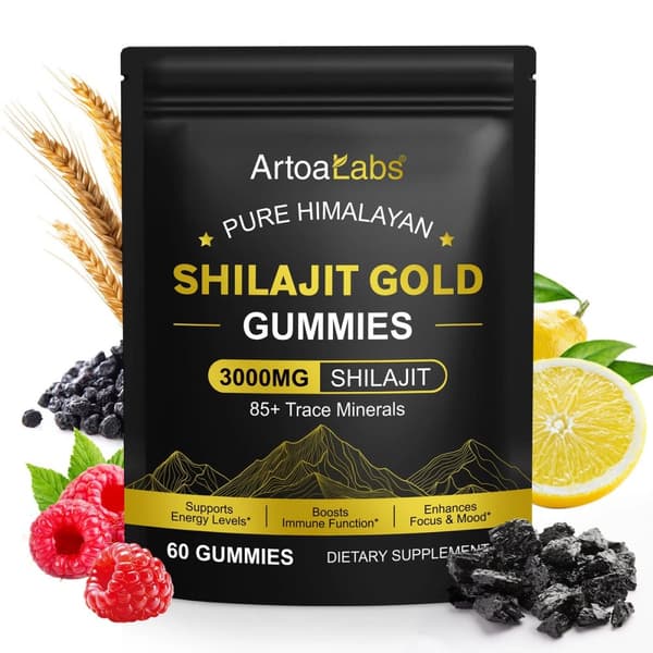 Pure Himalayan Shilajit Gummies Gold 3000MG - 60 Gummy - High Fulvic ...