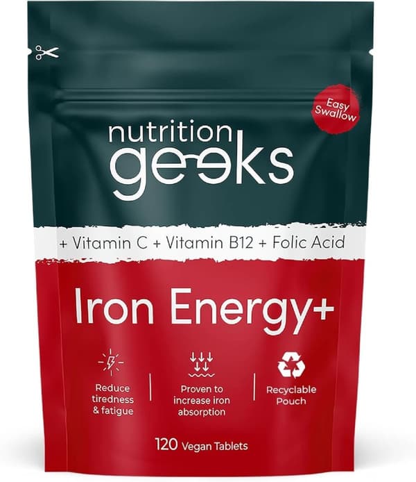 Iron Tablets High Strength - Energy Tablets with Vitamin C, B12 & Folic ...