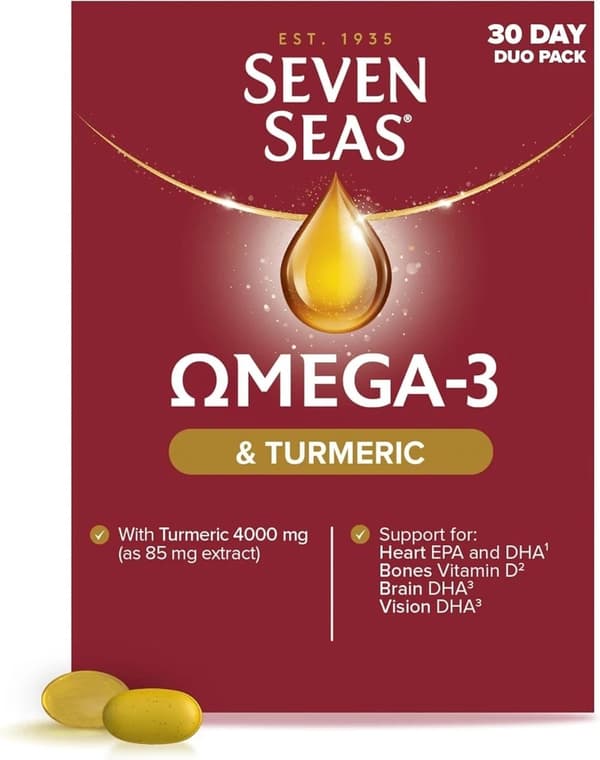 Seven Seas Omega 3 and Turmeric 500mg Fish Oil/300mg Omega 3 Duo Pack ...