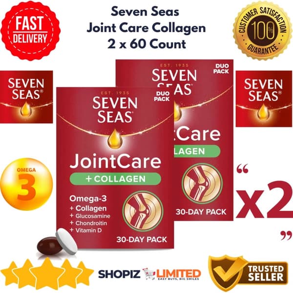 Seven Seas Joint Care+Collagen Omega-3 Glucosamine Vitamin D Pack 2x60 ...