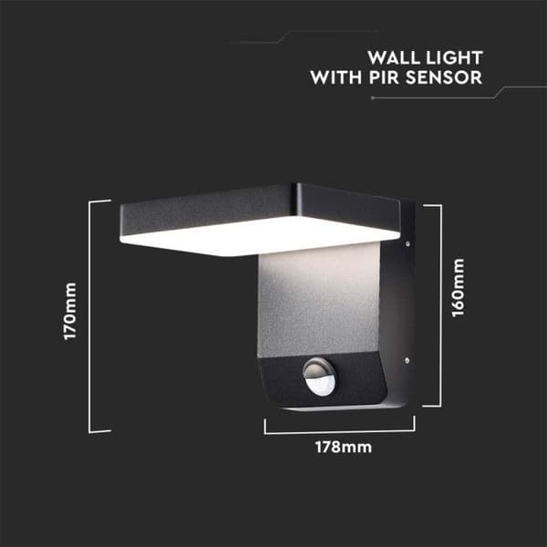 Väggmonterad LED-lampa kvadratisk – 17W – PIR-sensor – IP65 – 2520lm ...
