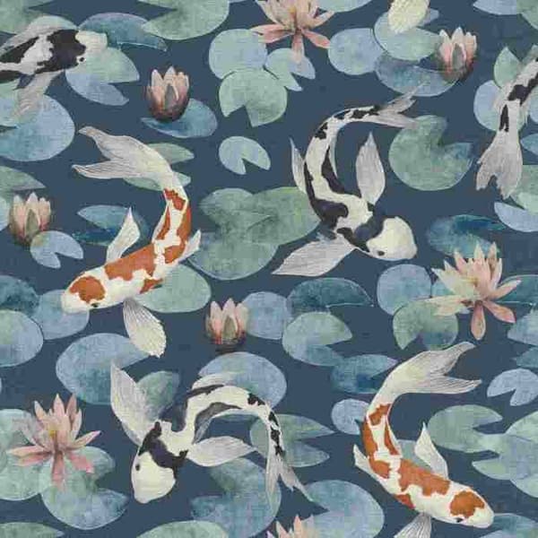 Non-woven wallpaper - blå - djur - mönstrade tapeter - 409444 - Kimono ...