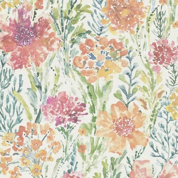 Non-woven tapet - färgglad - vit - Mönstrade tapeter - blommor ...