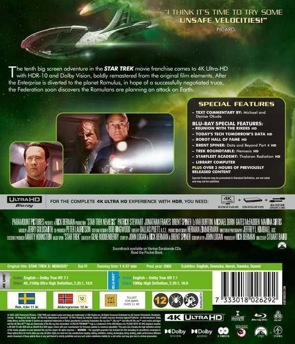 Star Trek: Nemesis (4K Ultra HD + Blu-ray) | CDON