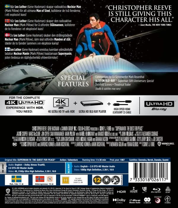 Superman IV: The Quest for Peace (4K Ultra HD + Blu-ray) | CDON