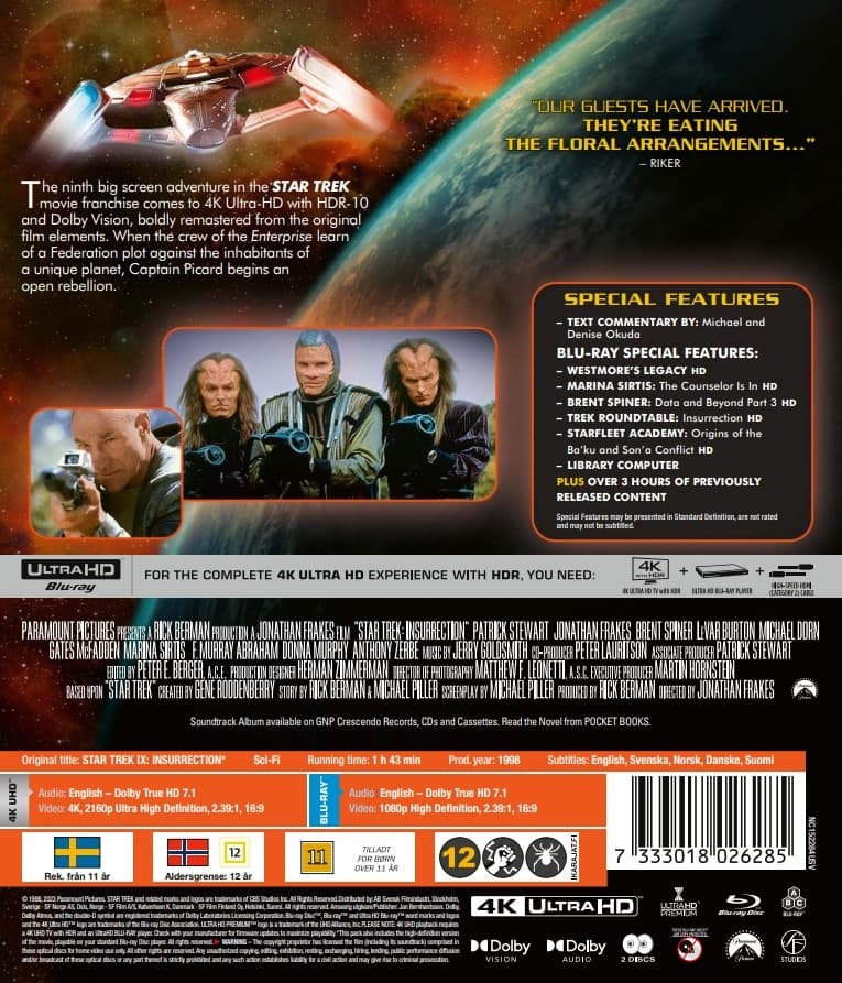 Star Trek: Insurrection (4K Ultra HD + Blu-ray) | CDON