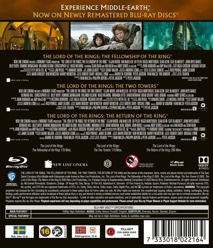 Lord of the Rings: Trilogy Theatrical Cut (Remastered) (Blu-ray) (3 disc) | CDON