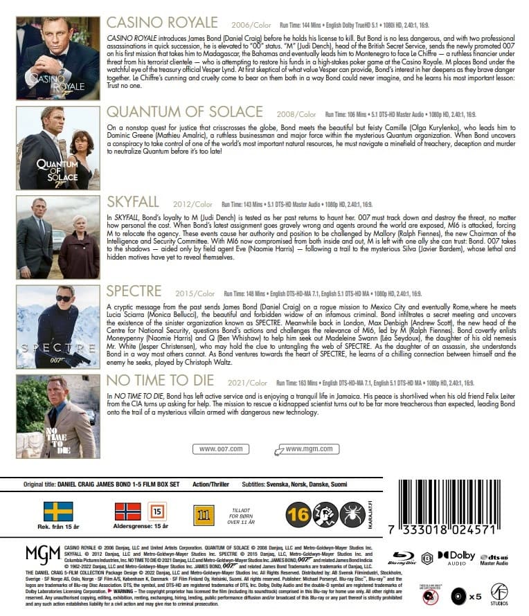 James Bond - Daniel Craig - 5 Movie Collection (Blu-ray) | CDON