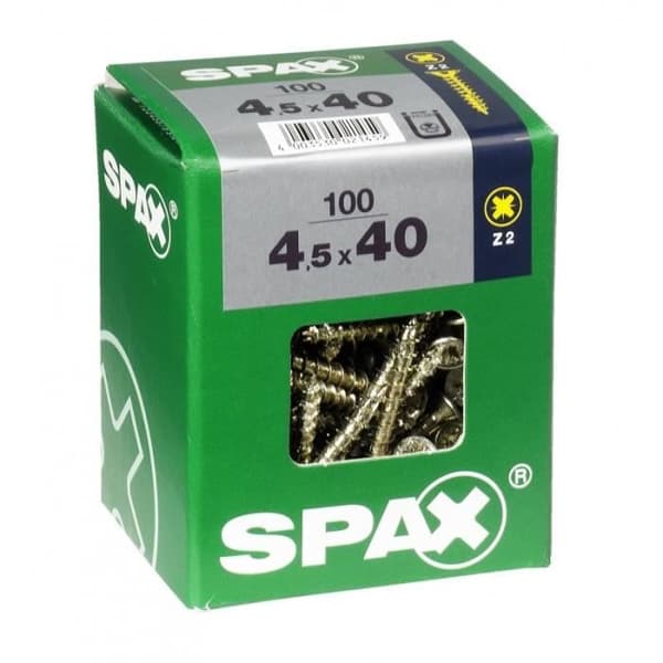 Skruv - SPAX - Försänkt huvud - Diam. 4,5 mm - Längd. 40 mm - Paket med ...