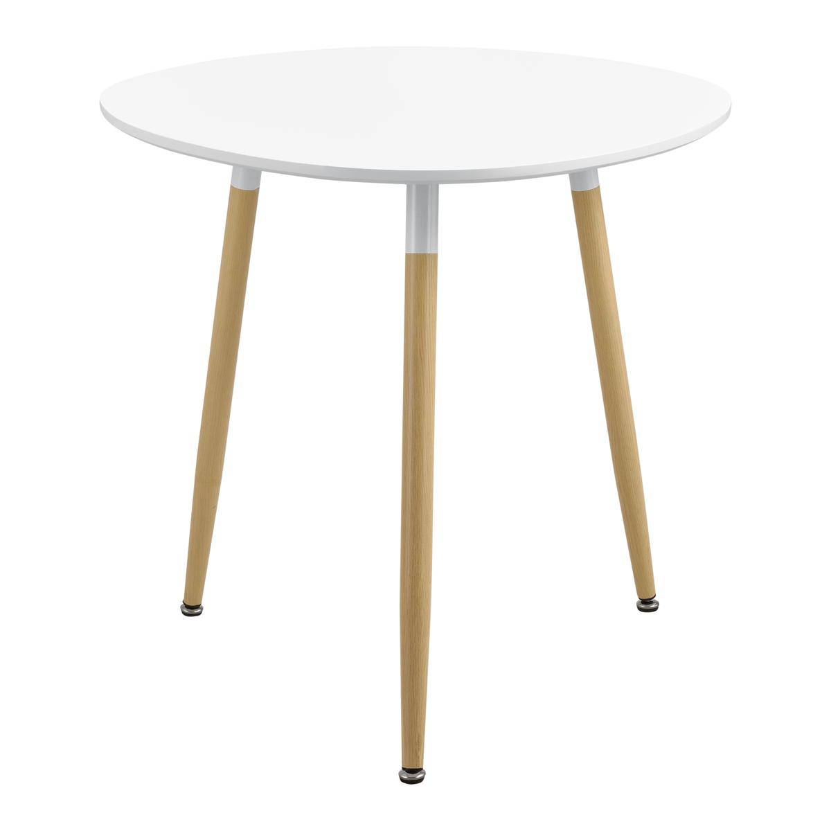 [en.casa]® Matbord Margarete-80x80x74cm-rund-stål-MDF-ek optik-vit ...