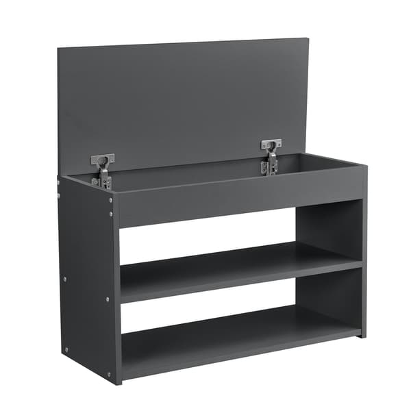 [en.casa] Skohylla-Skoskåp-med sittplats-70x30x45cm-mörkgrå | CDON