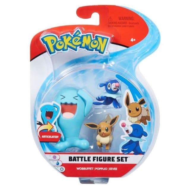 Pokemon Battle Figure Set Wobbuffet, Popplio & Eevee | CDON
