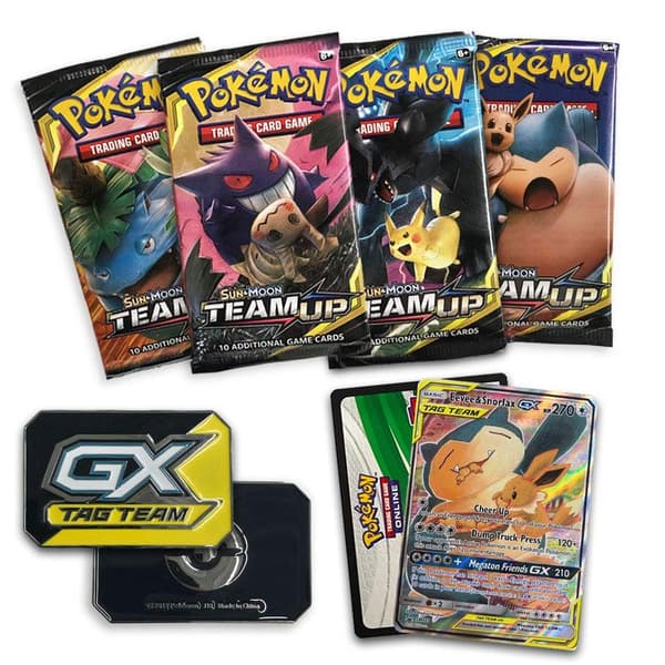 Pokemon Sun & Moon TAG Team Tin Box Eevee & Snorlax GX | CDON Pokemon Sun & Moon TAG Team Tin Box Eevee & Snorlax GX | CDON
